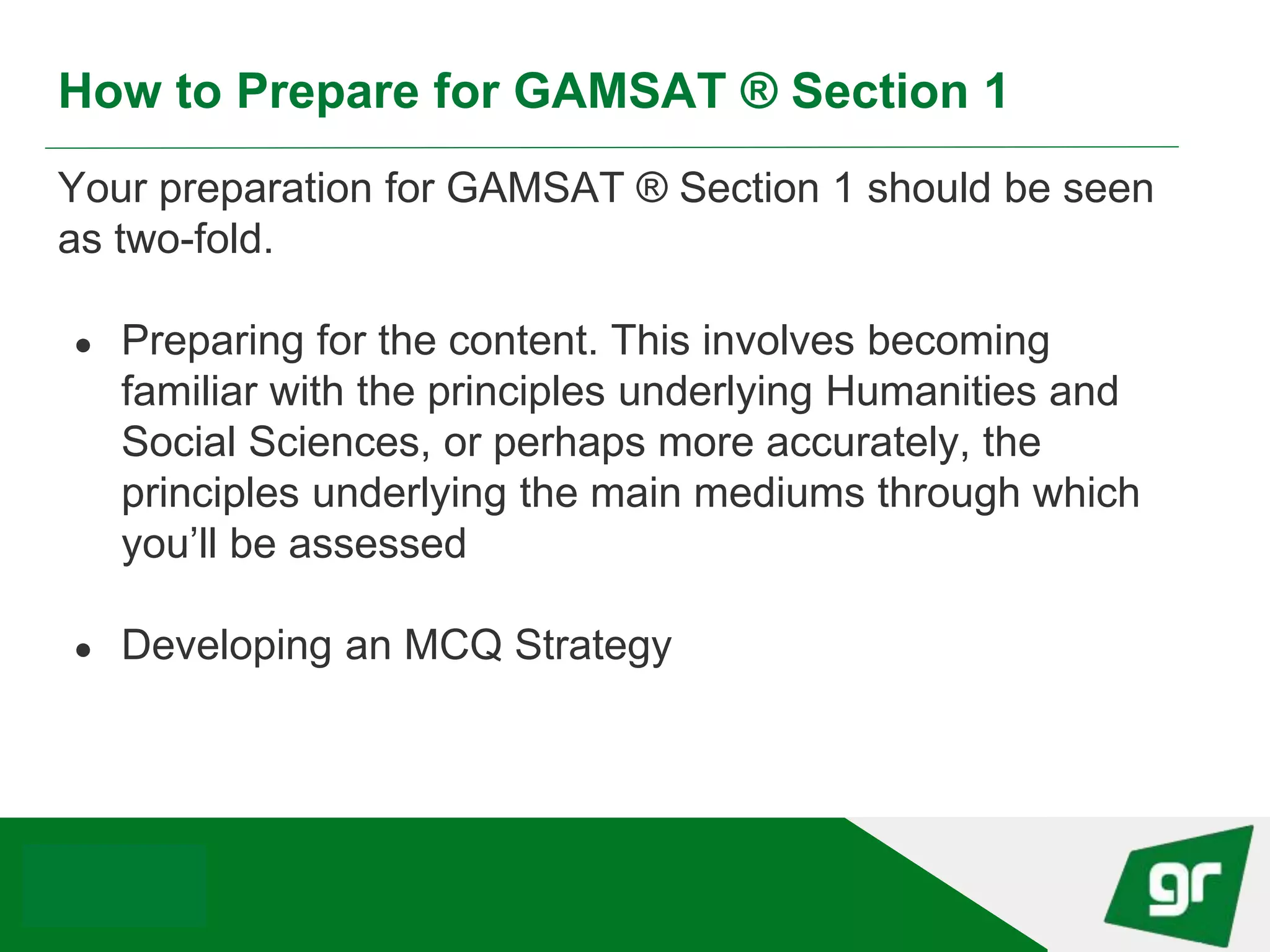 GAMSAT Section 1: How to Prepare | PPTX