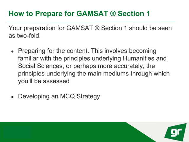 GAMSAT Section 1: How to Prepare | PPTX