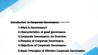 Corporate Governance characteristics of a Good Governance | PPTX