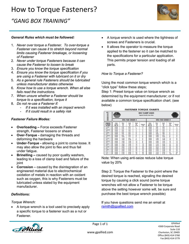 Gang-box Training - How to Torque Fasteners | PDF | Chemistry | Science