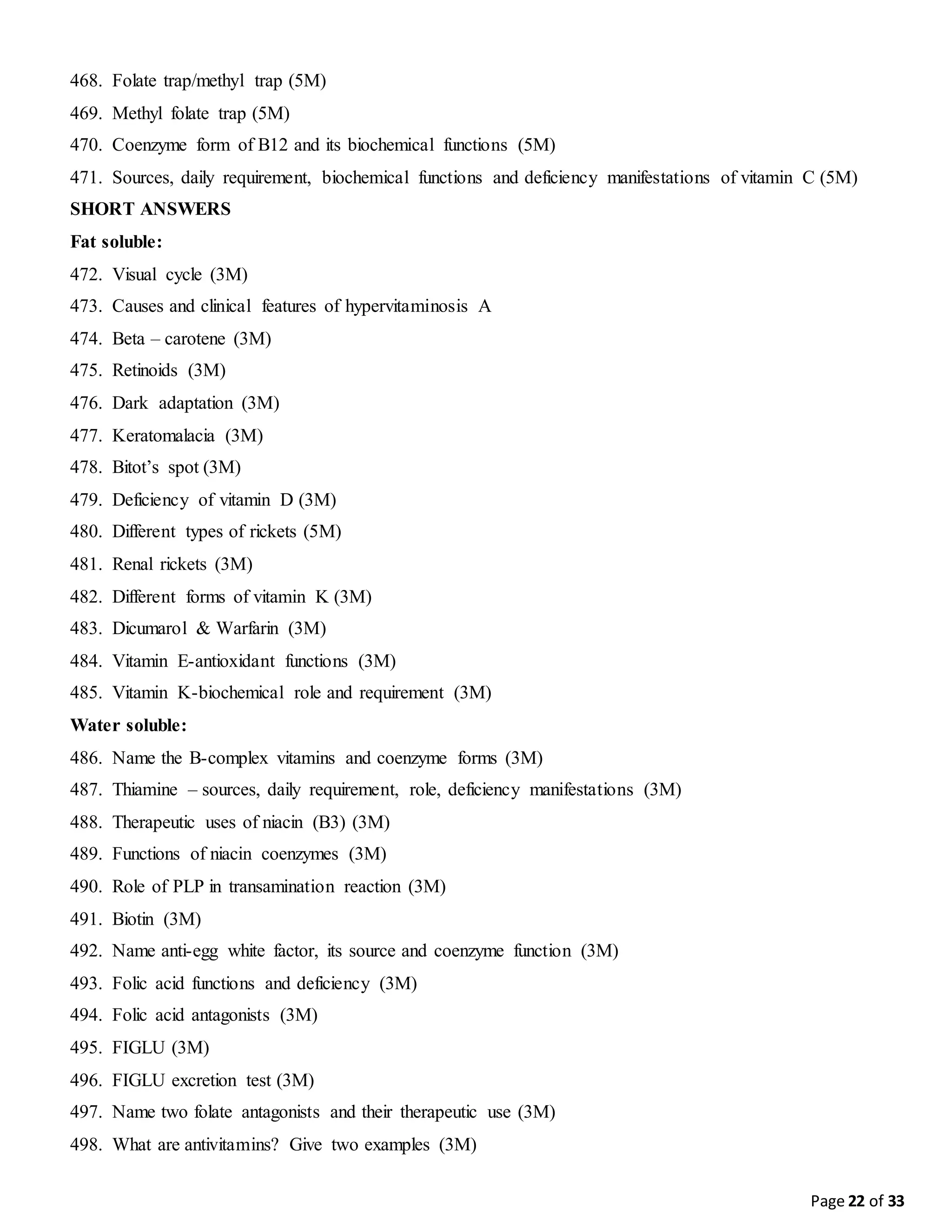 GANDHAM RAJEEV-BIOCHEMISTRY IMPORTANT QUESTIONS-RGUHS-2017 | DOCX