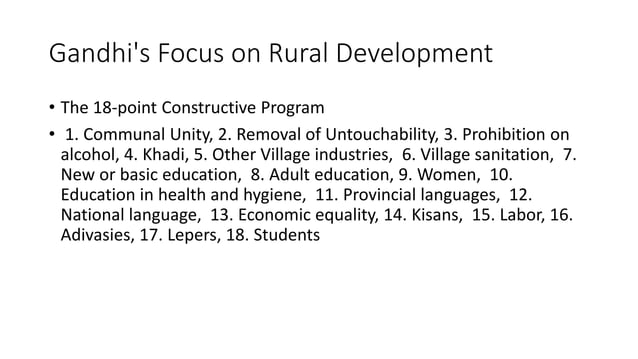 Gandhian model of rural development | PPTX | Hinduism | Religion ...
