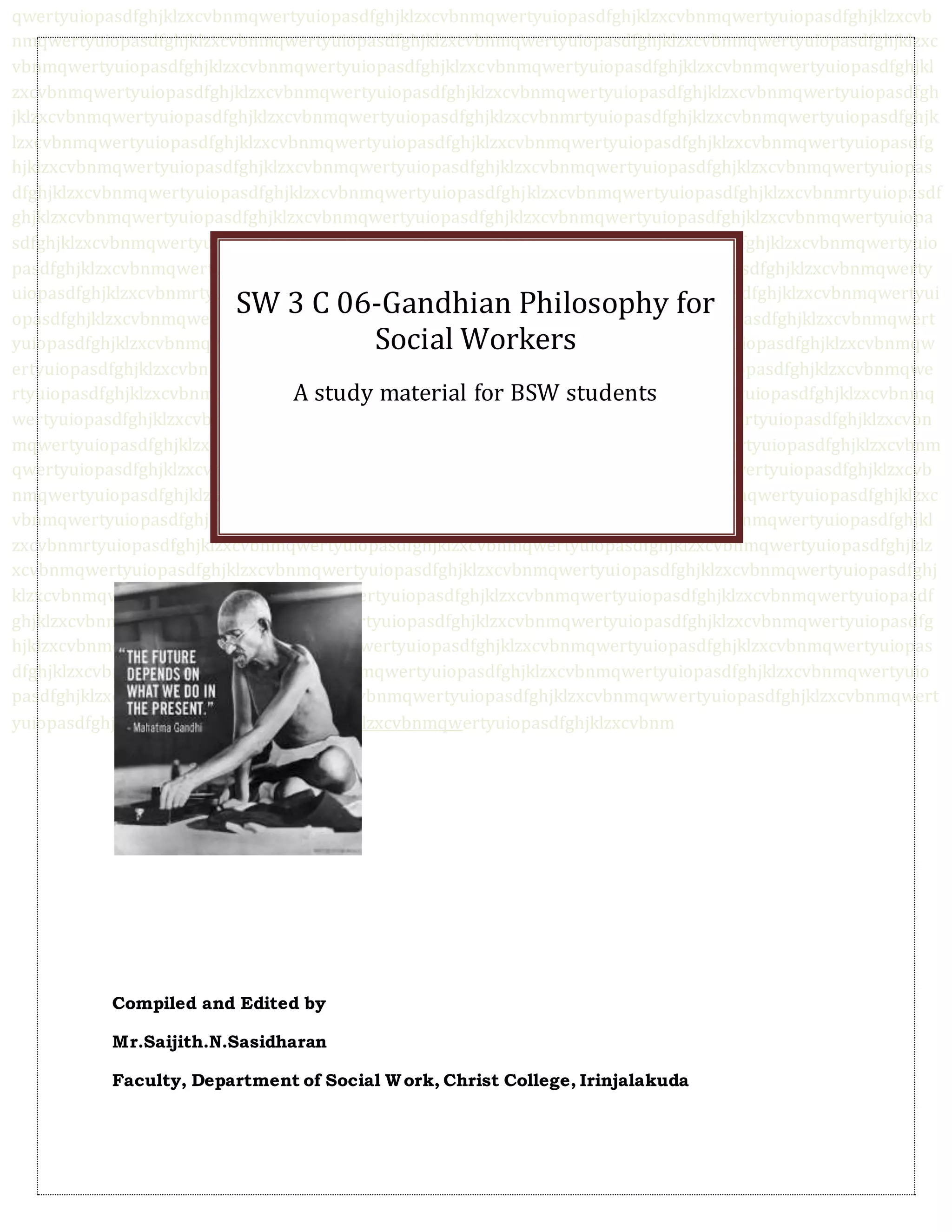 Gandhian philosophy - A comphrehensive note for BSW students | DOCX