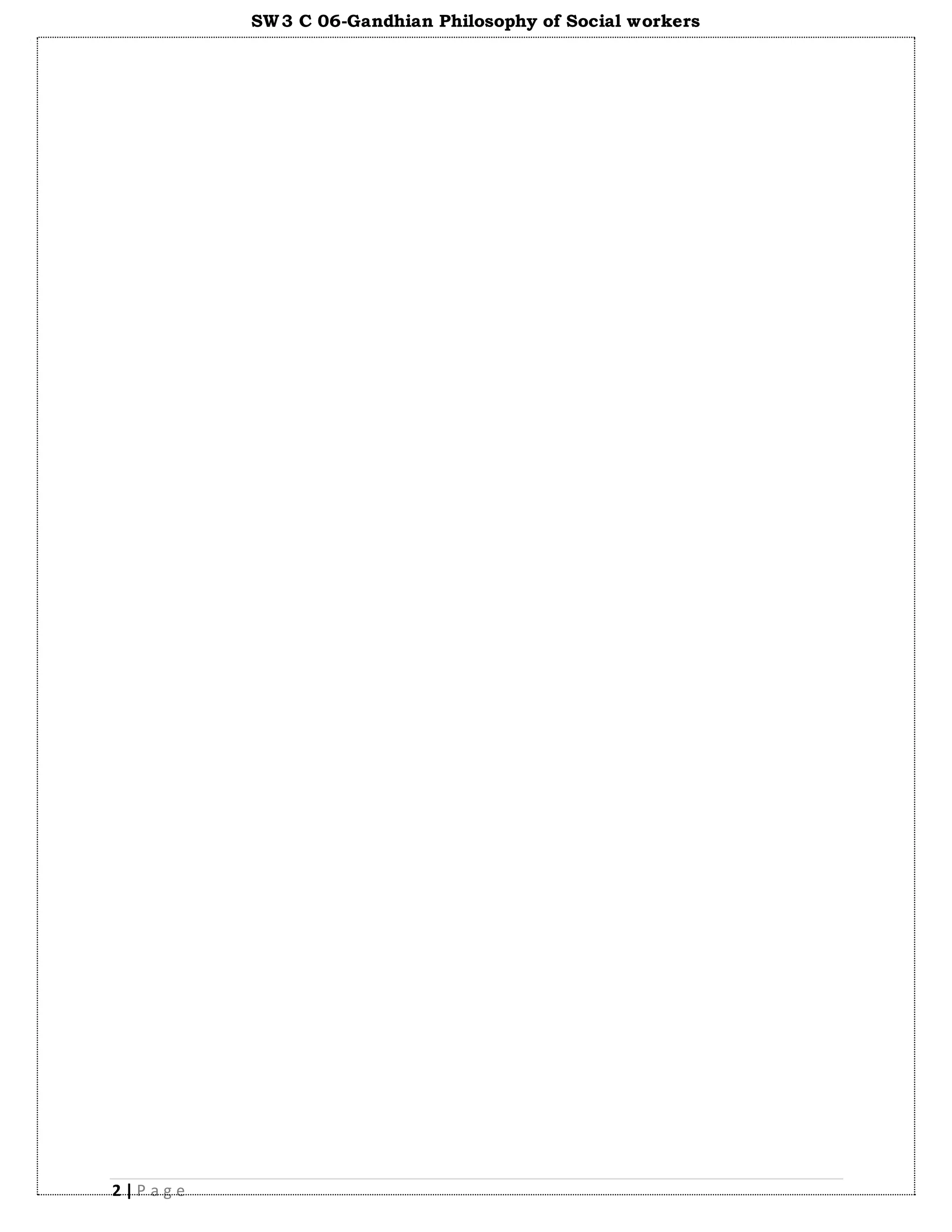 Gandhian philosophy - A comphrehensive note for BSW students | DOCX