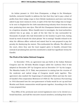 Gandhian philosophy - A comphrehensive note for BSW students | DOCX