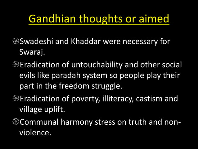 Gandhian thoughts in kanthapura | PPTX | Hinduism | Religion & Spirituality