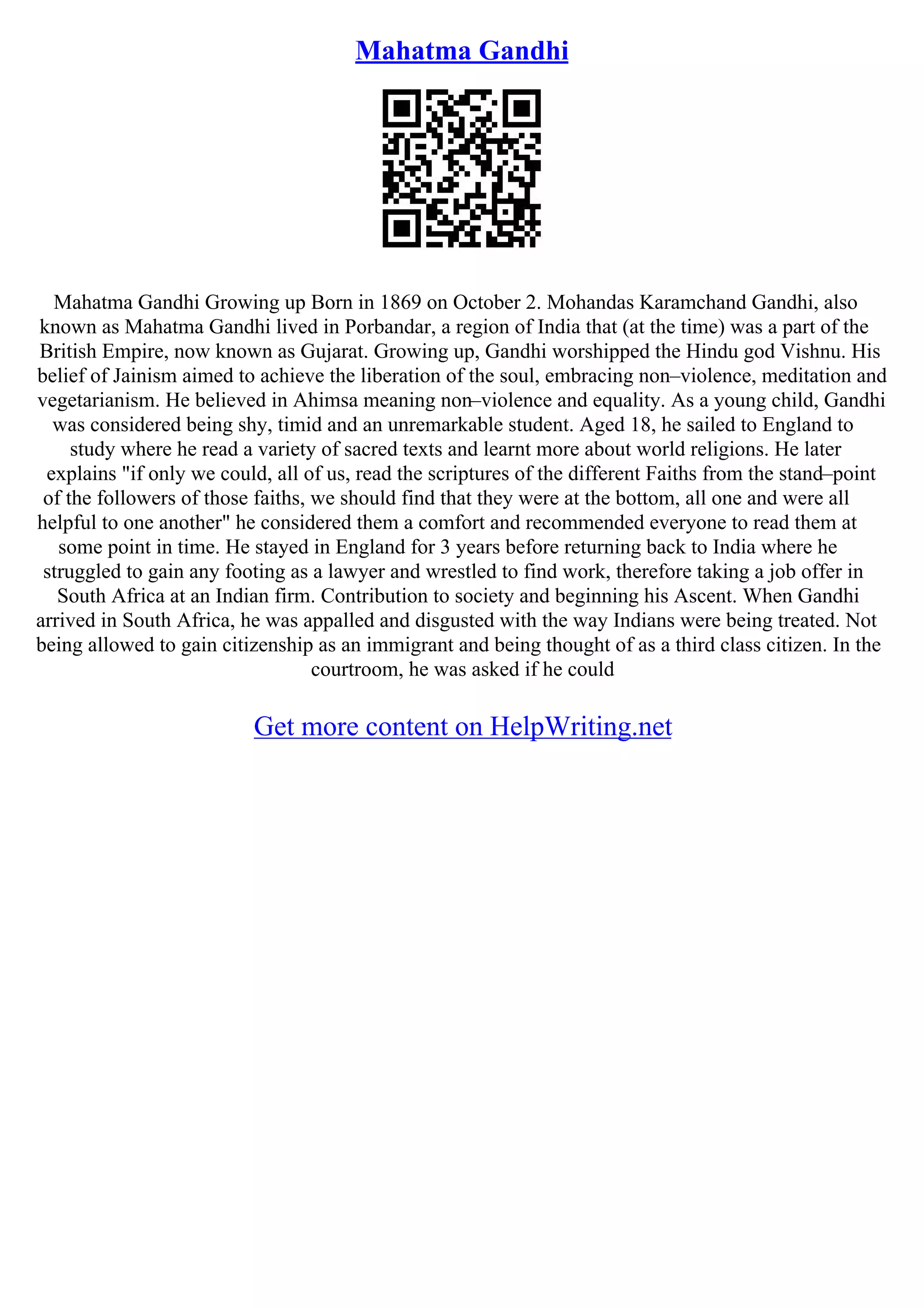 Gandhi Jayanti Essay | PDF
