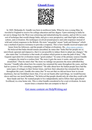 Gandhi Jayanti Essay | PDF