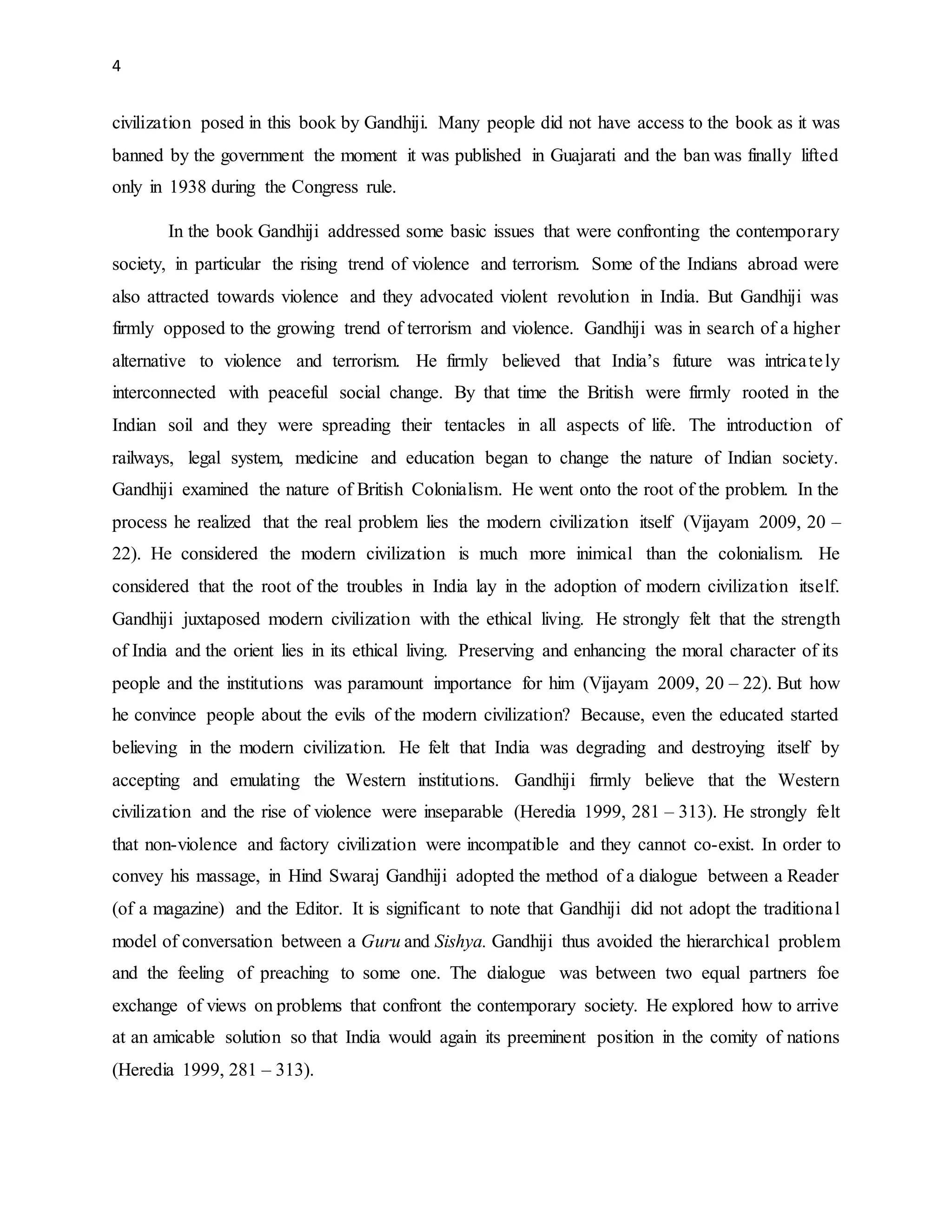 Gandhiji’s critique of modern civilization and its relevance in present ...