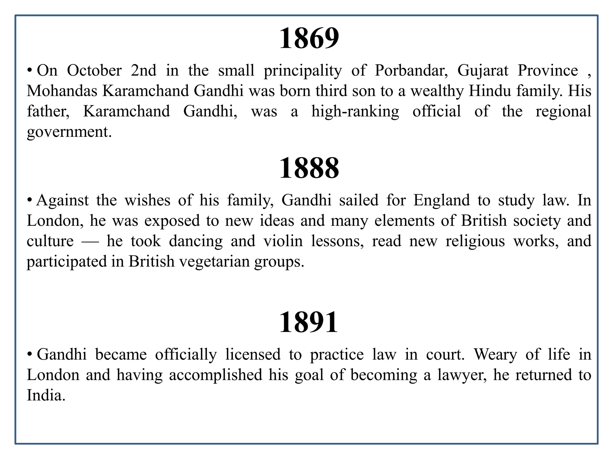 Mahatma Gandhi Timeline (1869-1948) | PPTX