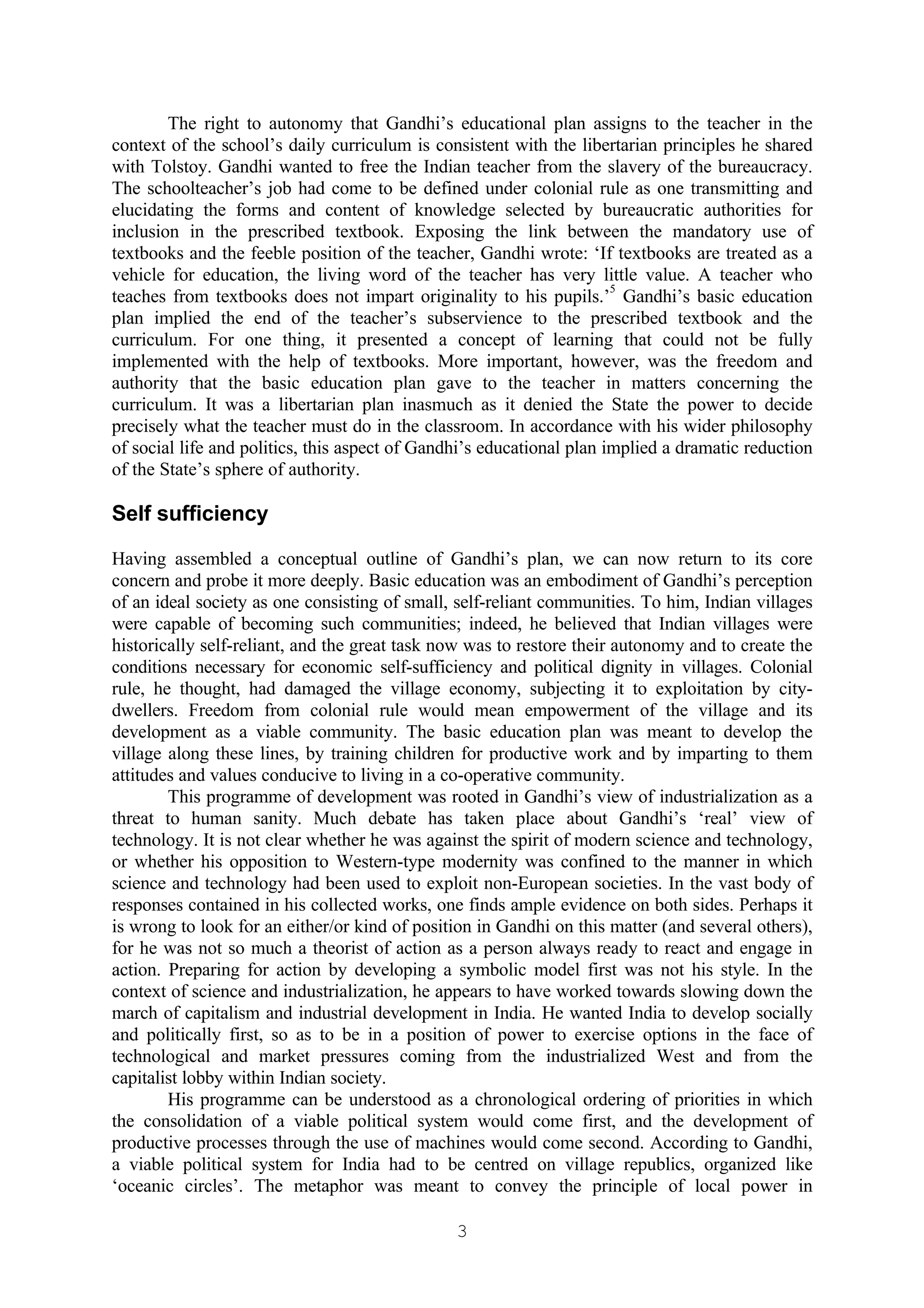 Gandhi on basics of education | PDF
