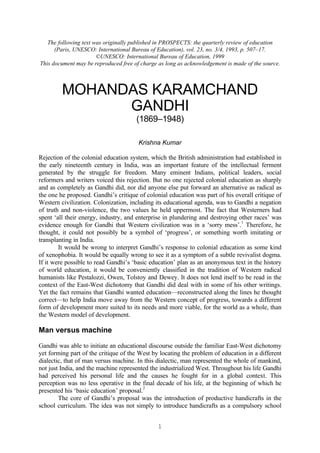 Gandhi on basics of education | PDF