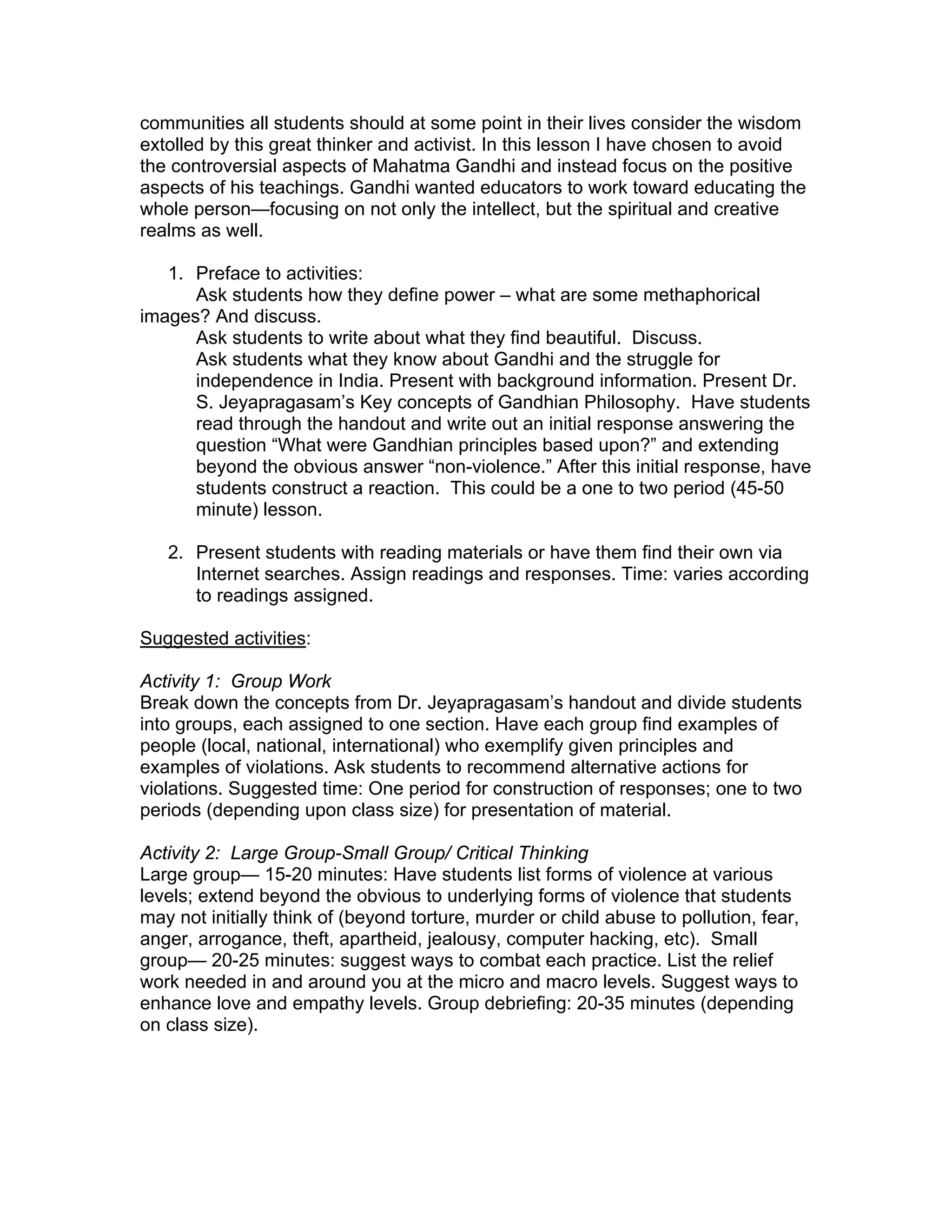 Gandhi & Peace | PDF