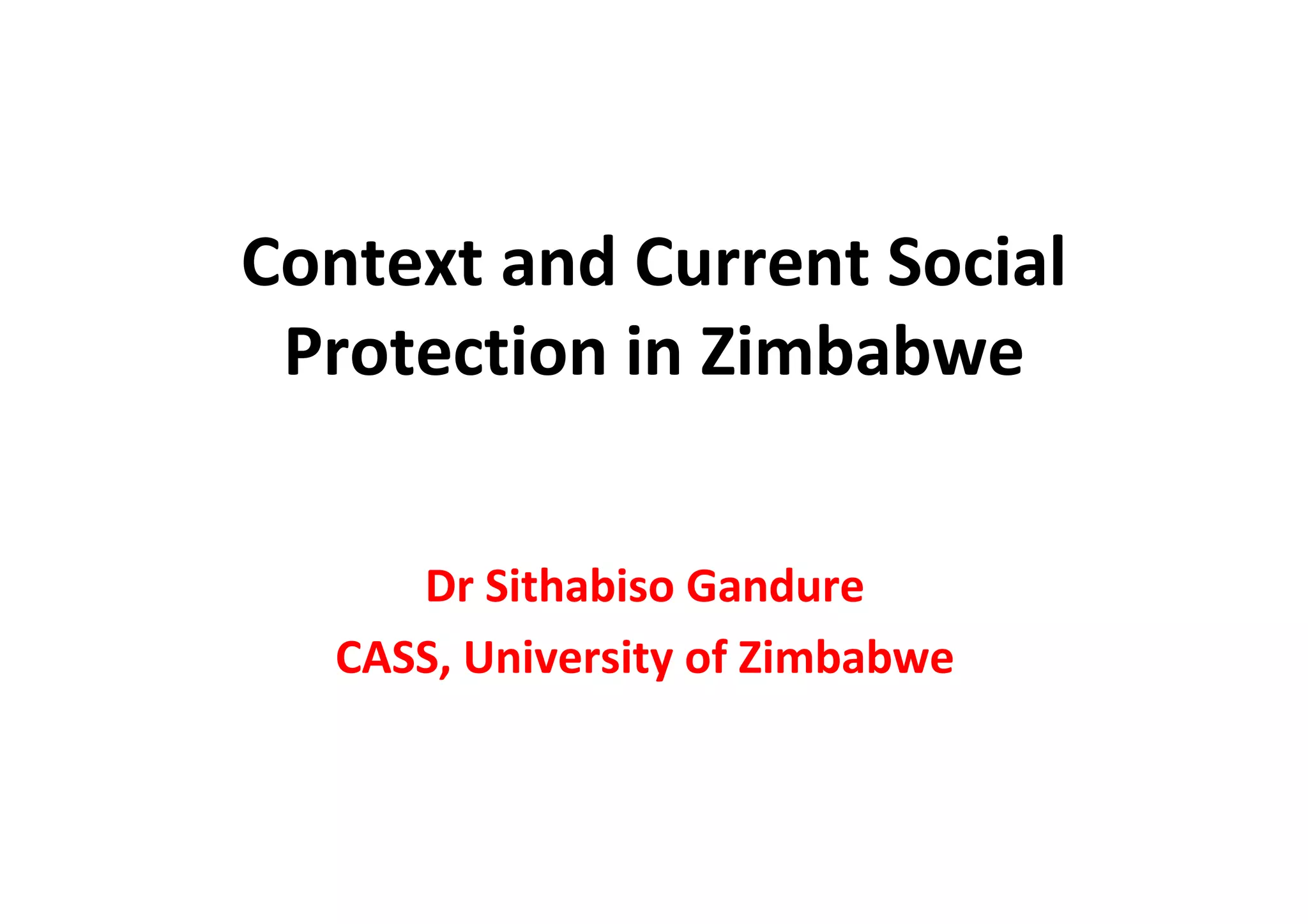 Context and Current Social Protection in Zimbabwe | PDF