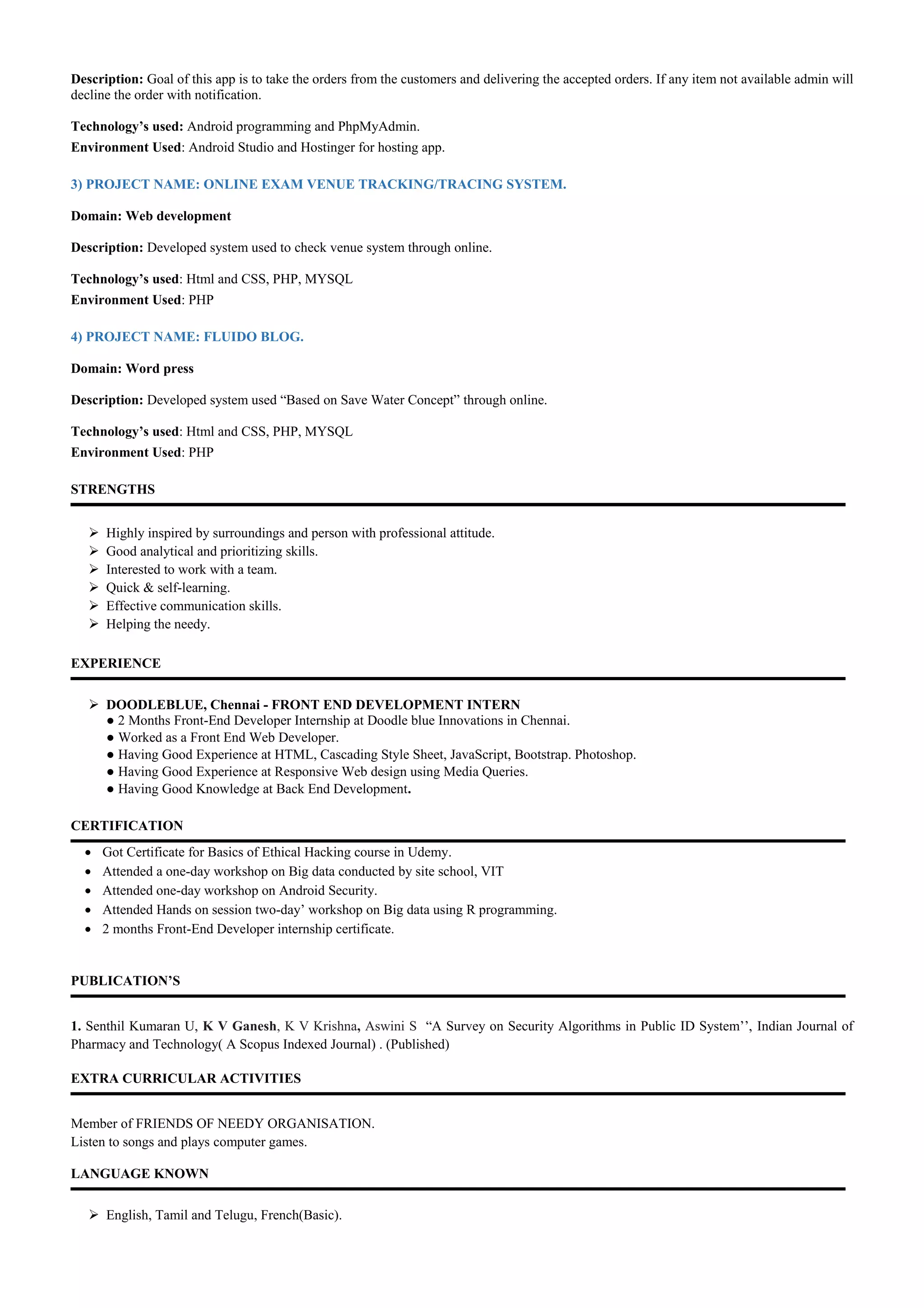 Ganesh resume | PDF | Web Development | Internet