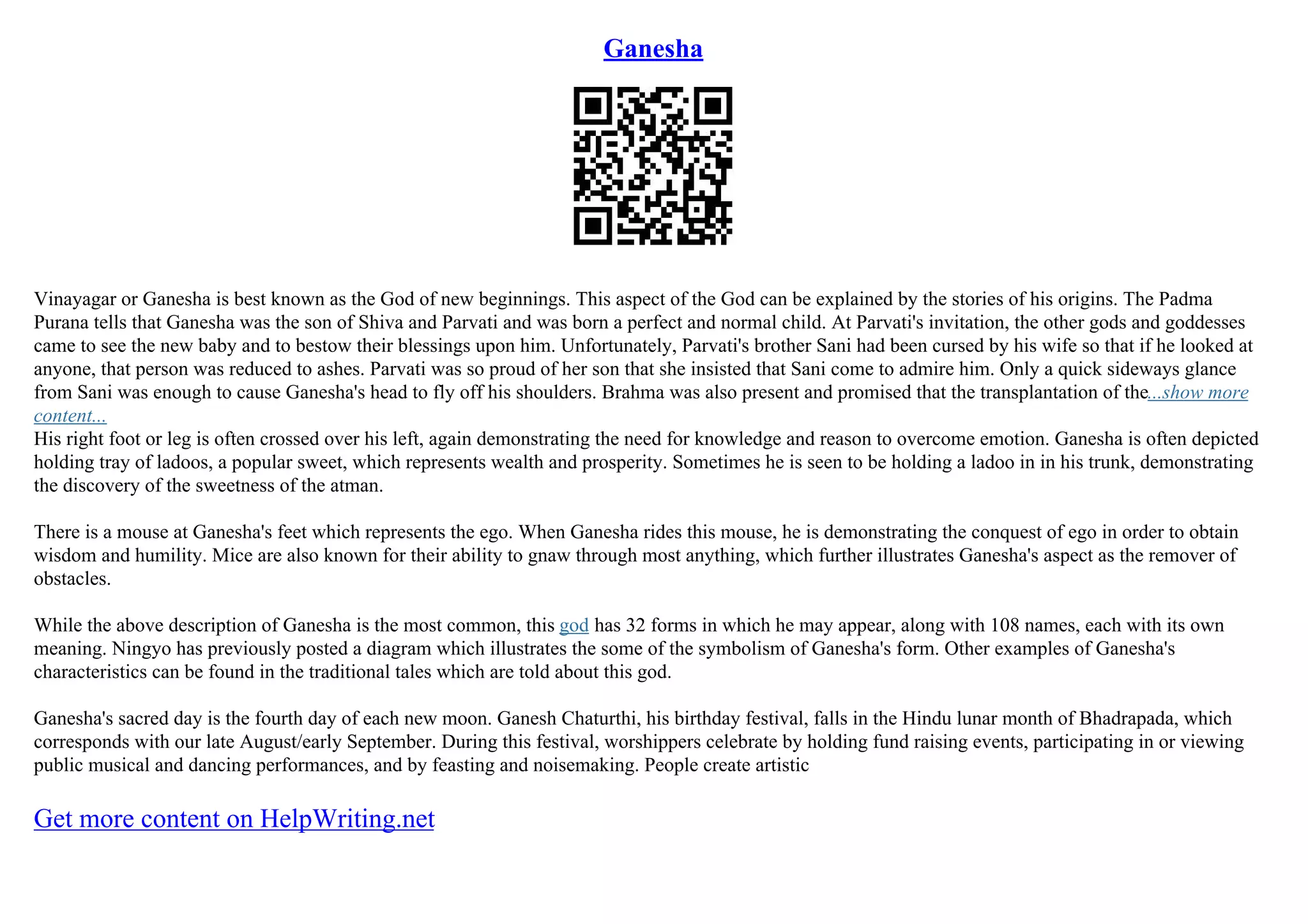 Ganesha | PDF | Hinduism | Religion & Spirituality