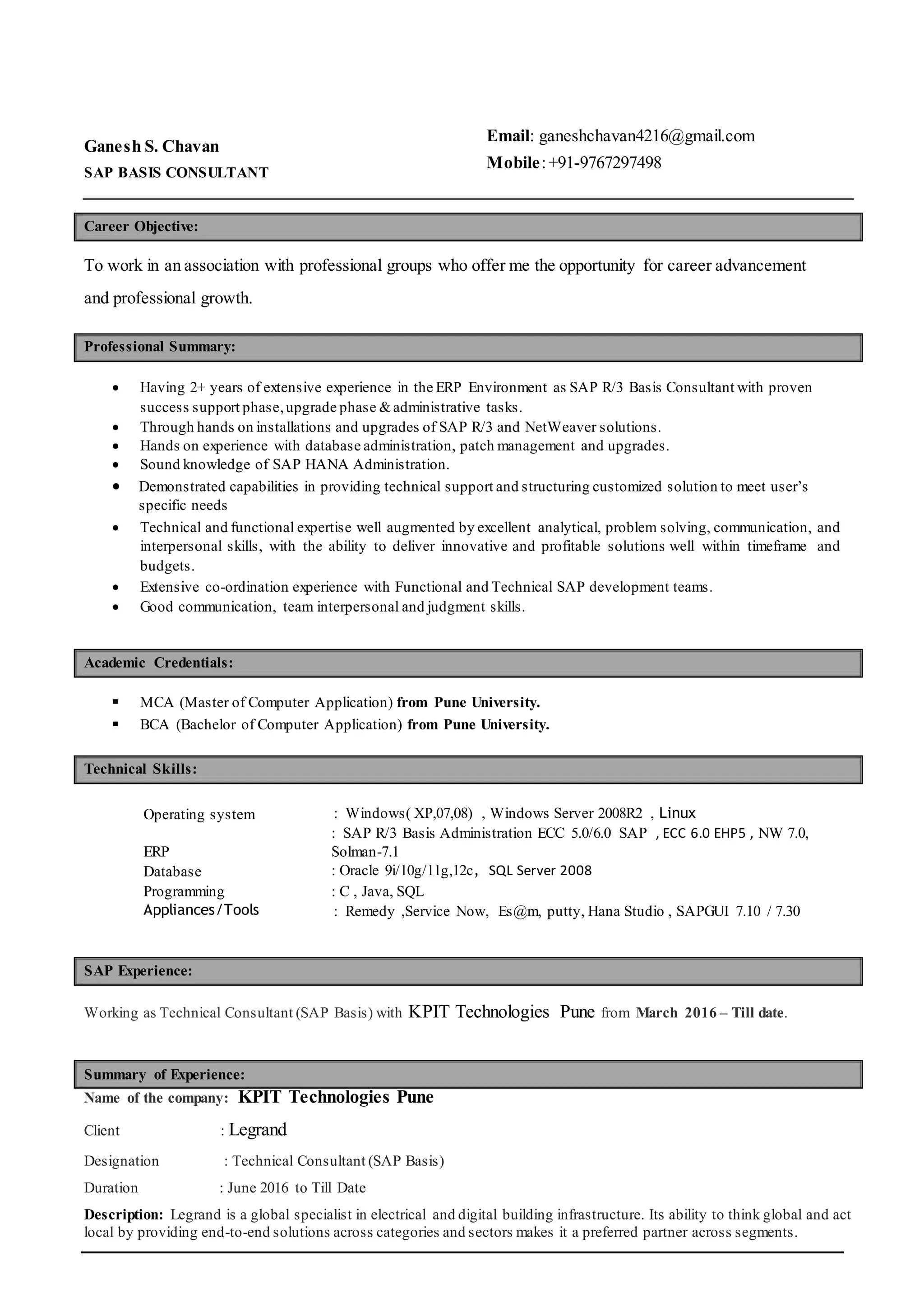 Ganesh_basis Resume | PDF