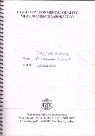 Environmental Engineering Lab Manual for Civil Engineering Stream | PDF