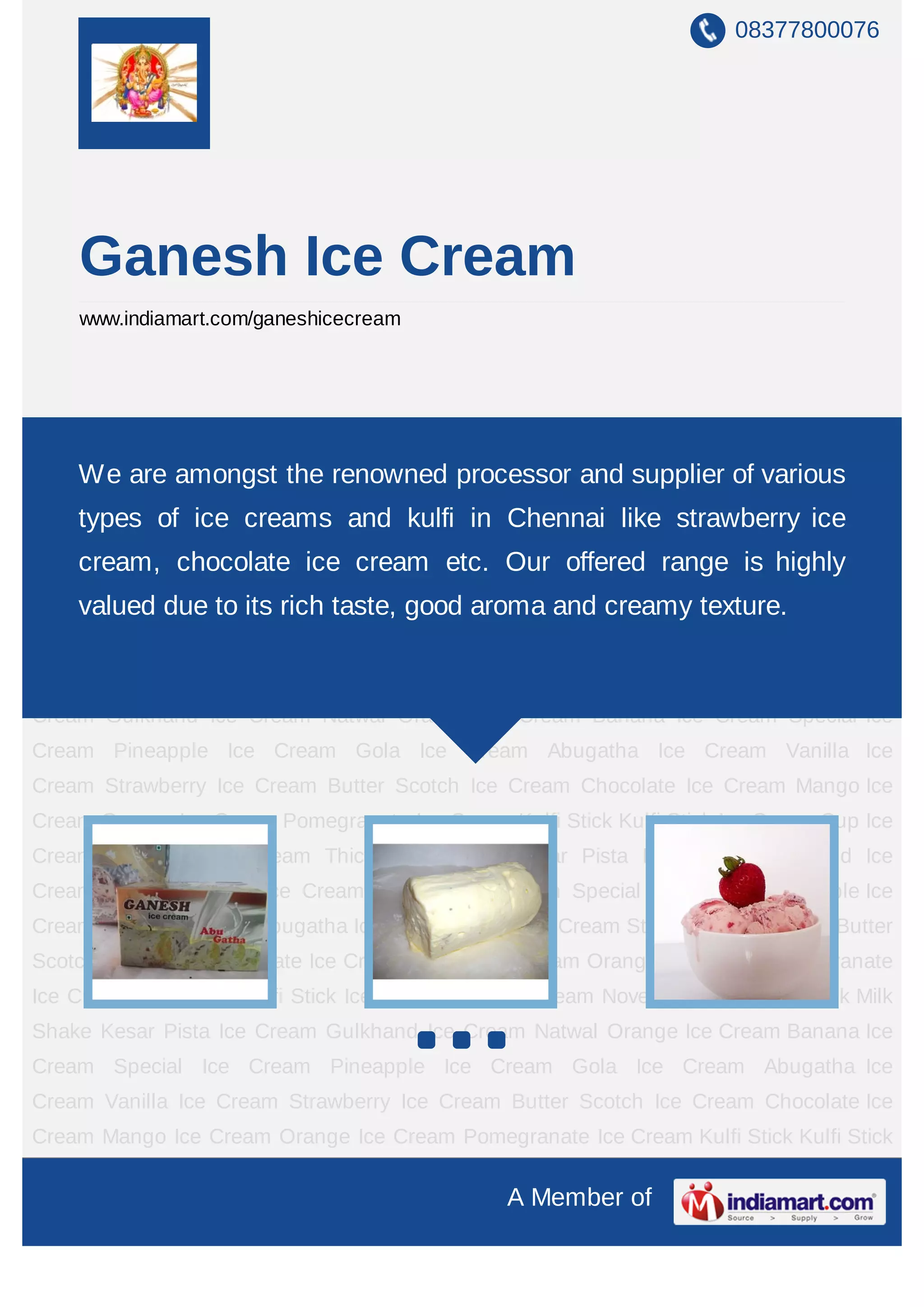 Ganesh Ice Cream, Tamil Nadu, Ice Creams | PDF