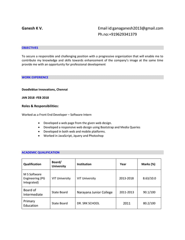 Ganesh resume | PDF