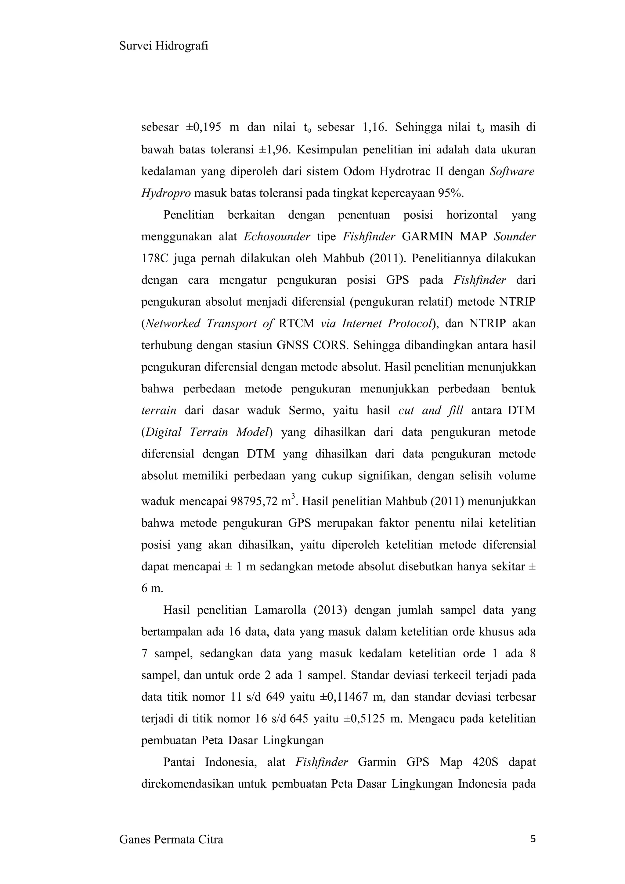 Survey Hidrografi (Ganes permata) | DOC