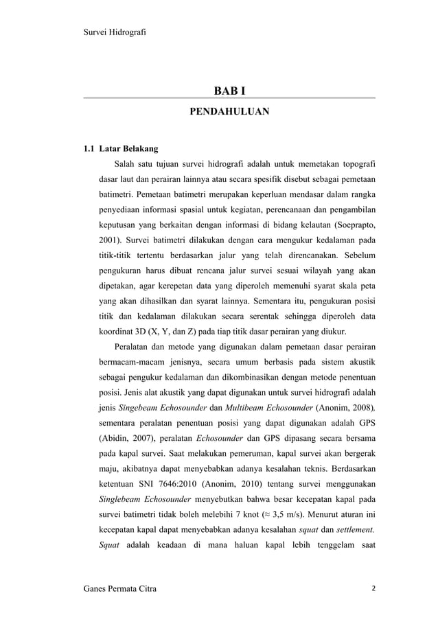 Survey Hidrografi (Ganes permata) | DOC
