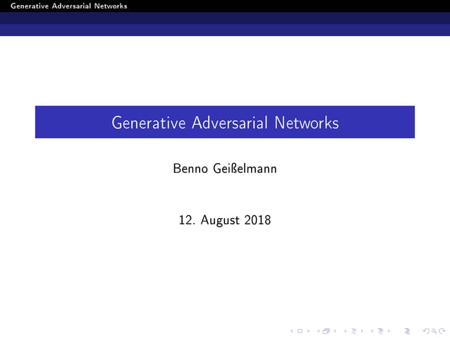 Introduction to Generative Adversarial Networks | PPT