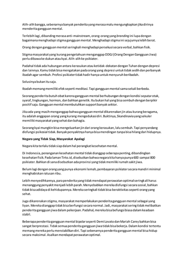 Gangguan mental dalam irisan stigma dan romantisisme | DOCX