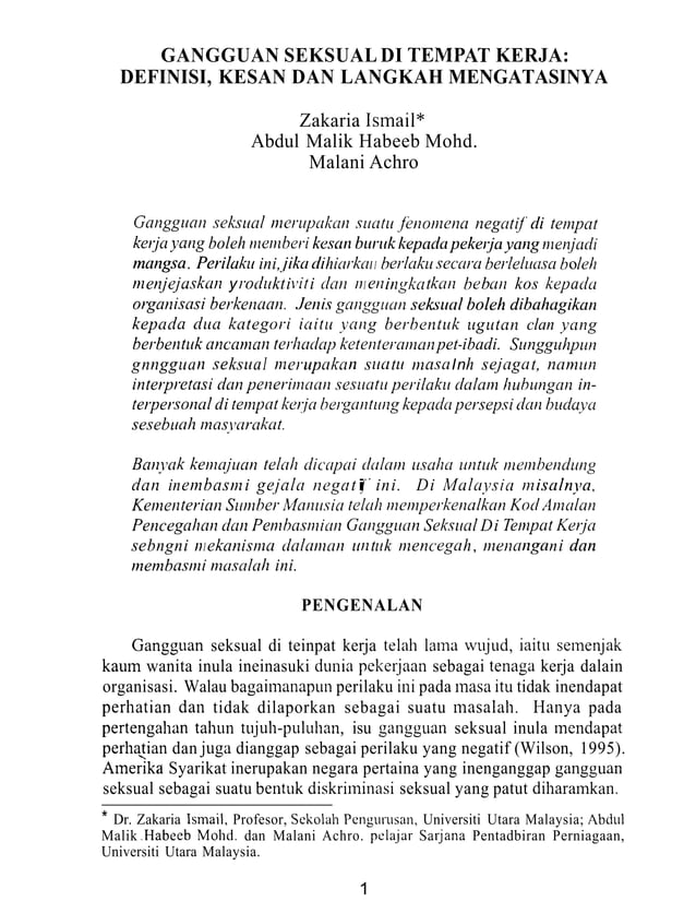 Gangguan seksual di tempat kerja definisi , kesan dan langkah mengatasinya | PDF