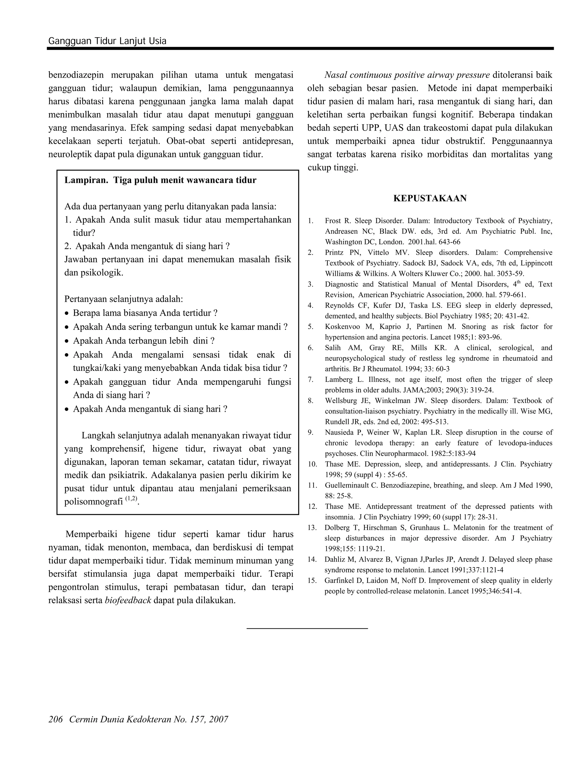 Gangguan tidur pd lansia cdk kalbe | PDF