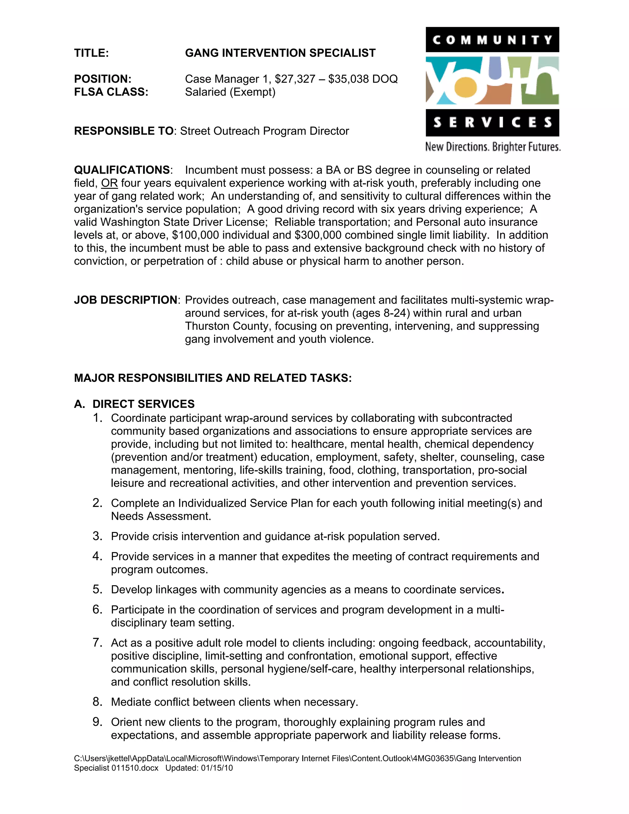 Gang intervention specialist | PDF