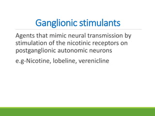 Ganglion stimulants and blocking agents | PPTX