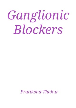 Ganglionic Blockers | PDF