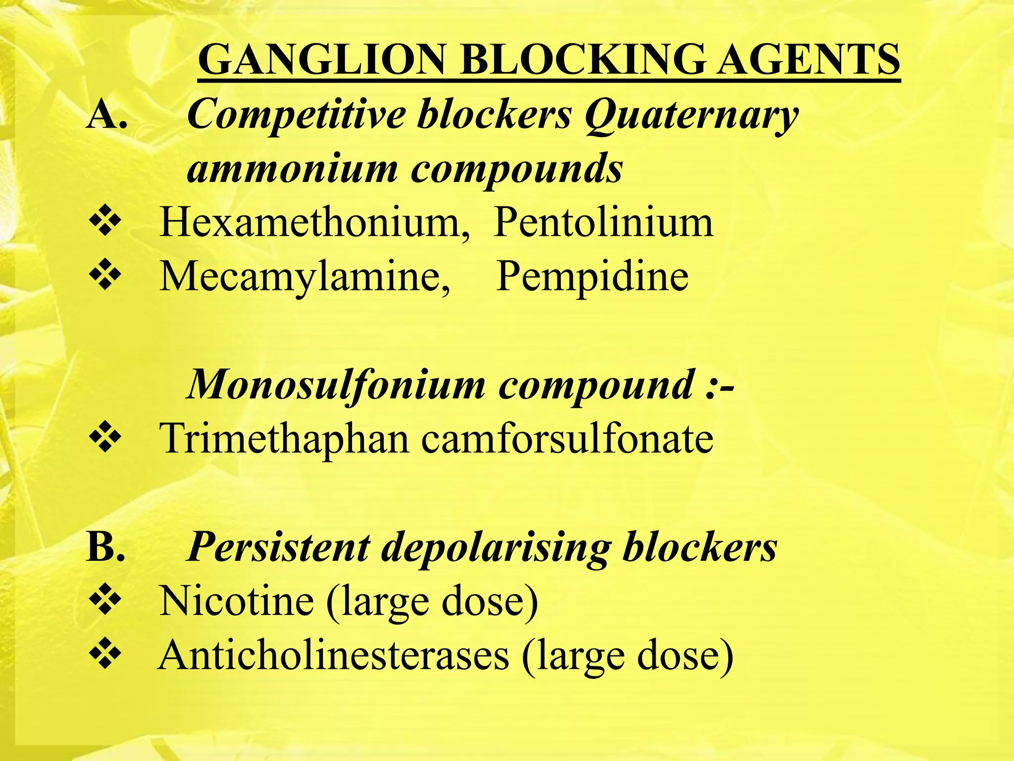 Ganglionic stimulants and blockers suffi | PPTX