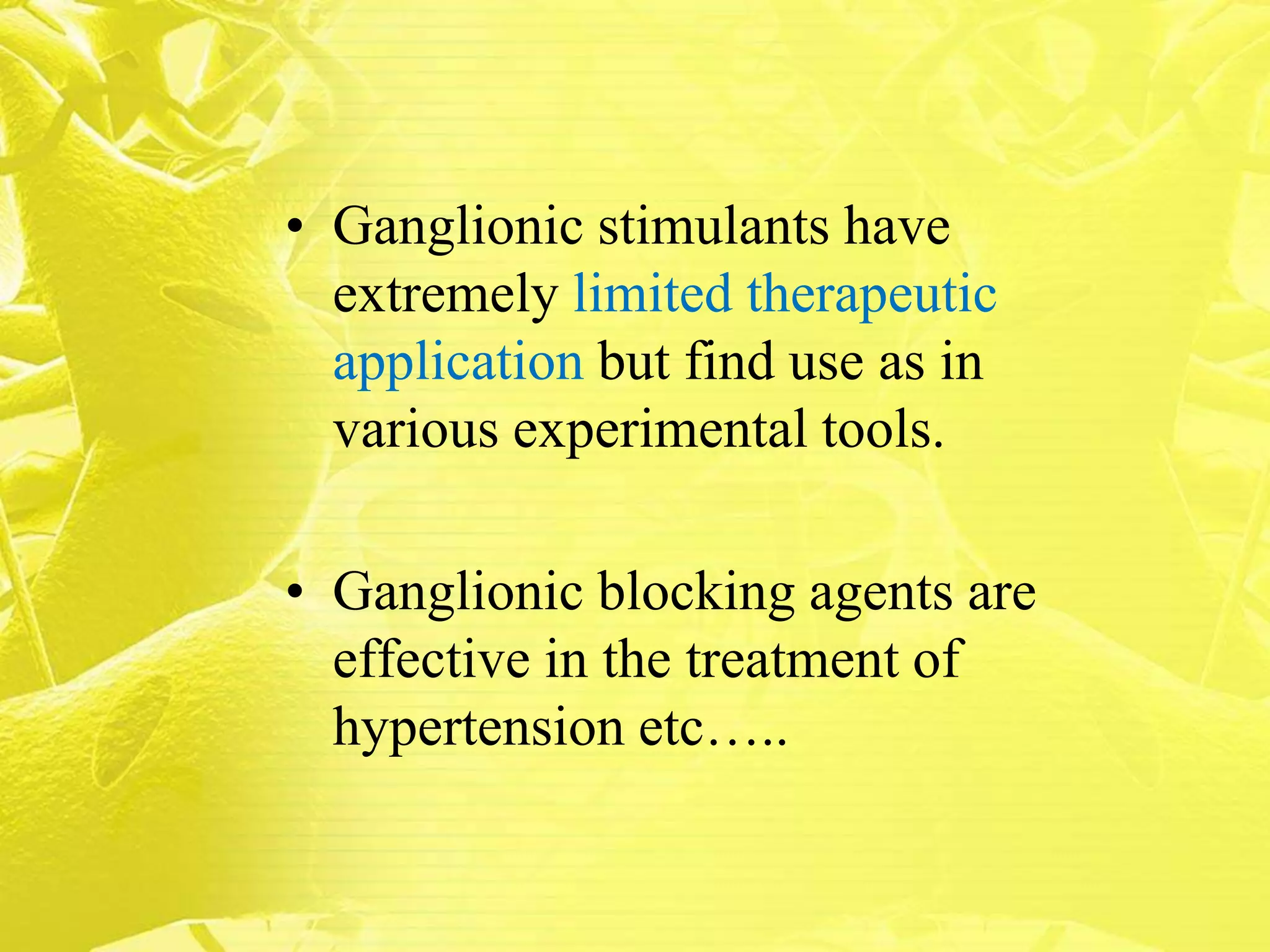 Ganglionic stimulants and blockers suffi | PPTX