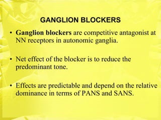 Ganglionic stimulants and blockers suffi | PPTX