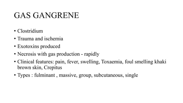GANGRENE Macroscopic death of tissue with putrefaction. Pre gangrene ...