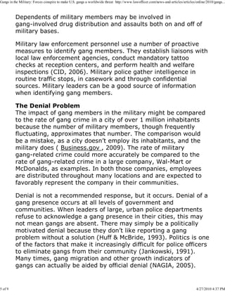 Gangs in the military forces conspire to make u.s. gangs a worldwide ...