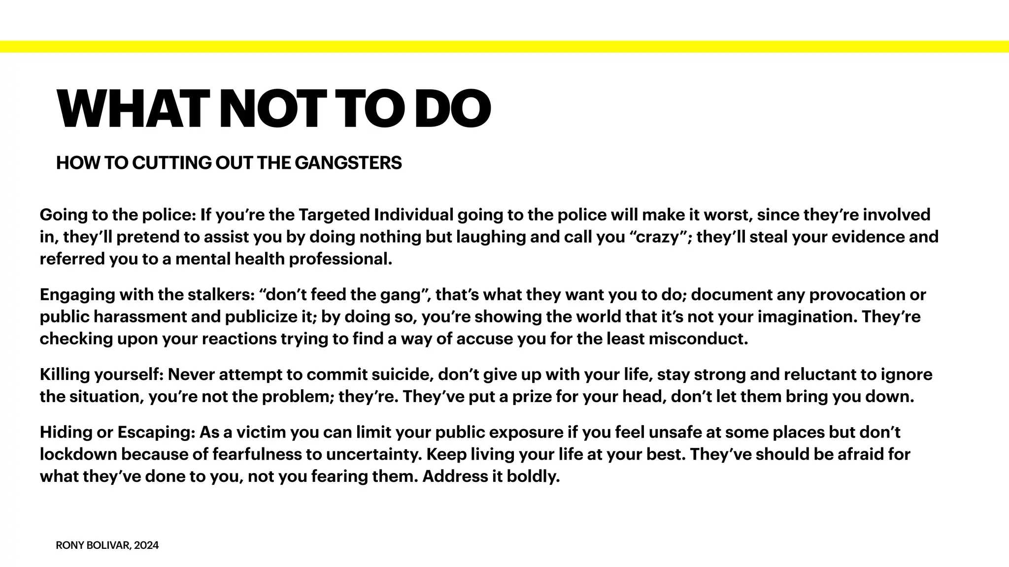 Gang Stalking A survival guide for Targeted Individuals | PDF