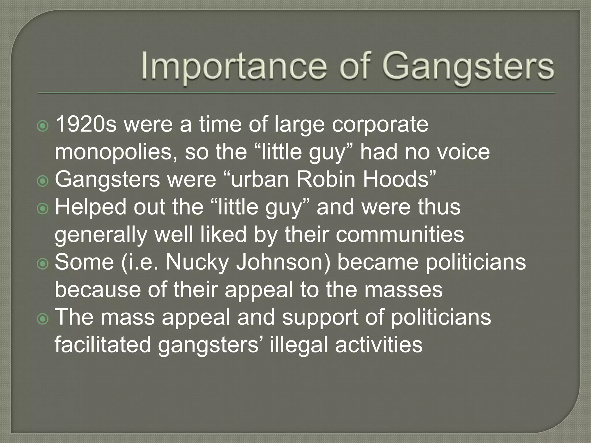 Gangsters and Bootleggers in the 1920s | PPTX