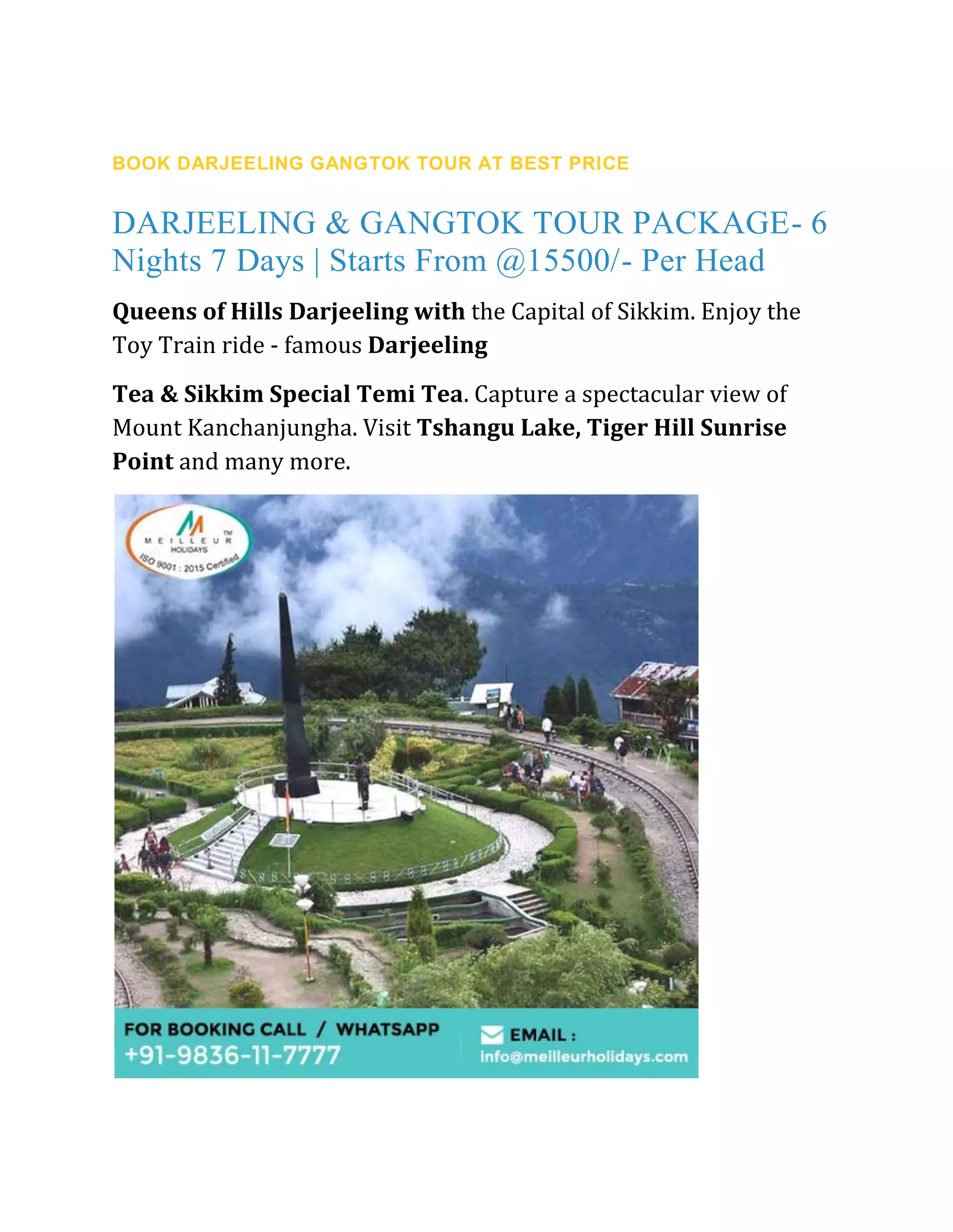 GANGTOK DARJEELING TOUR PACKAGE | PDF
