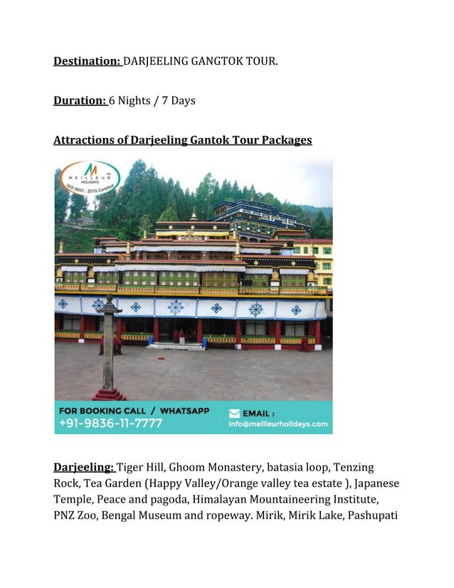 GANGTOK DARJEELING TOUR PACKAGE | PDF