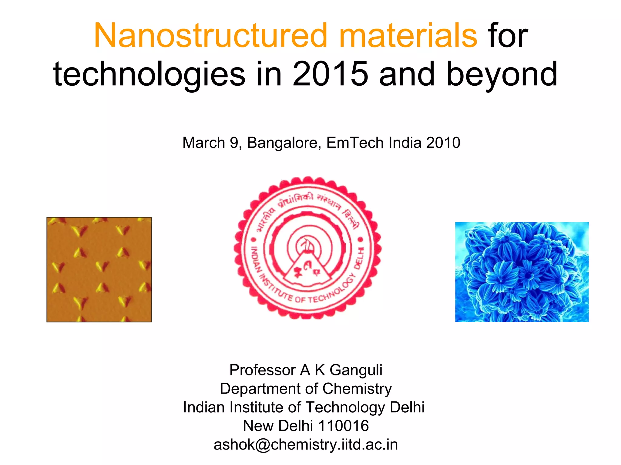 Ganguli Future Of Material Science | PPT