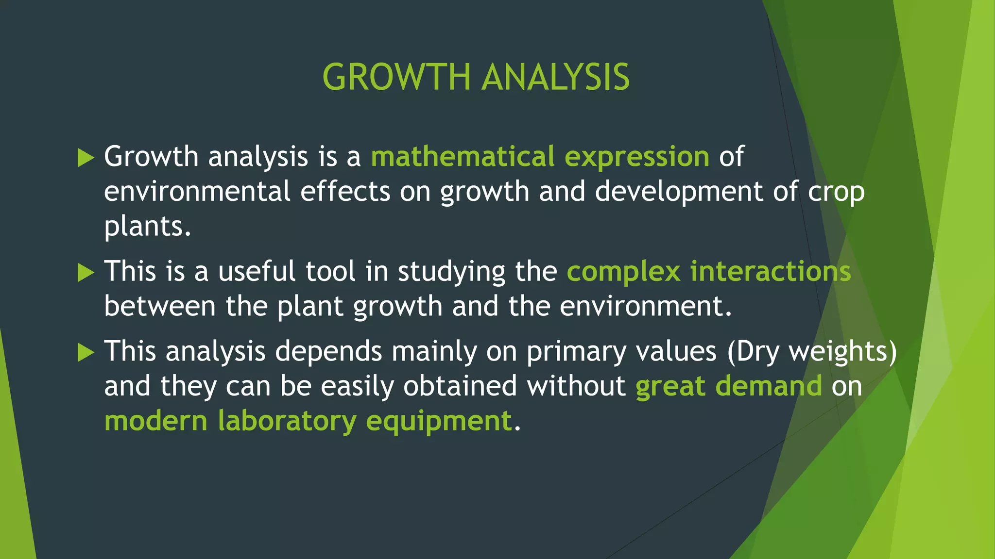 Growth and developmental analysis indices in crop production | PPTX