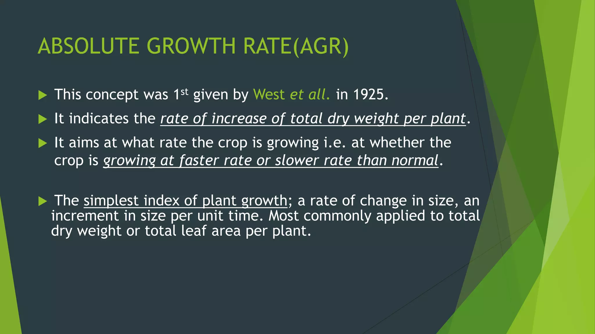 Growth and developmental analysis indices in crop production | PPTX
