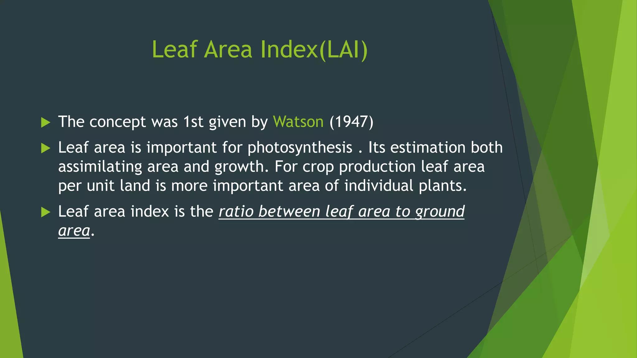 Growth and developmental analysis indices in crop production | PPTX