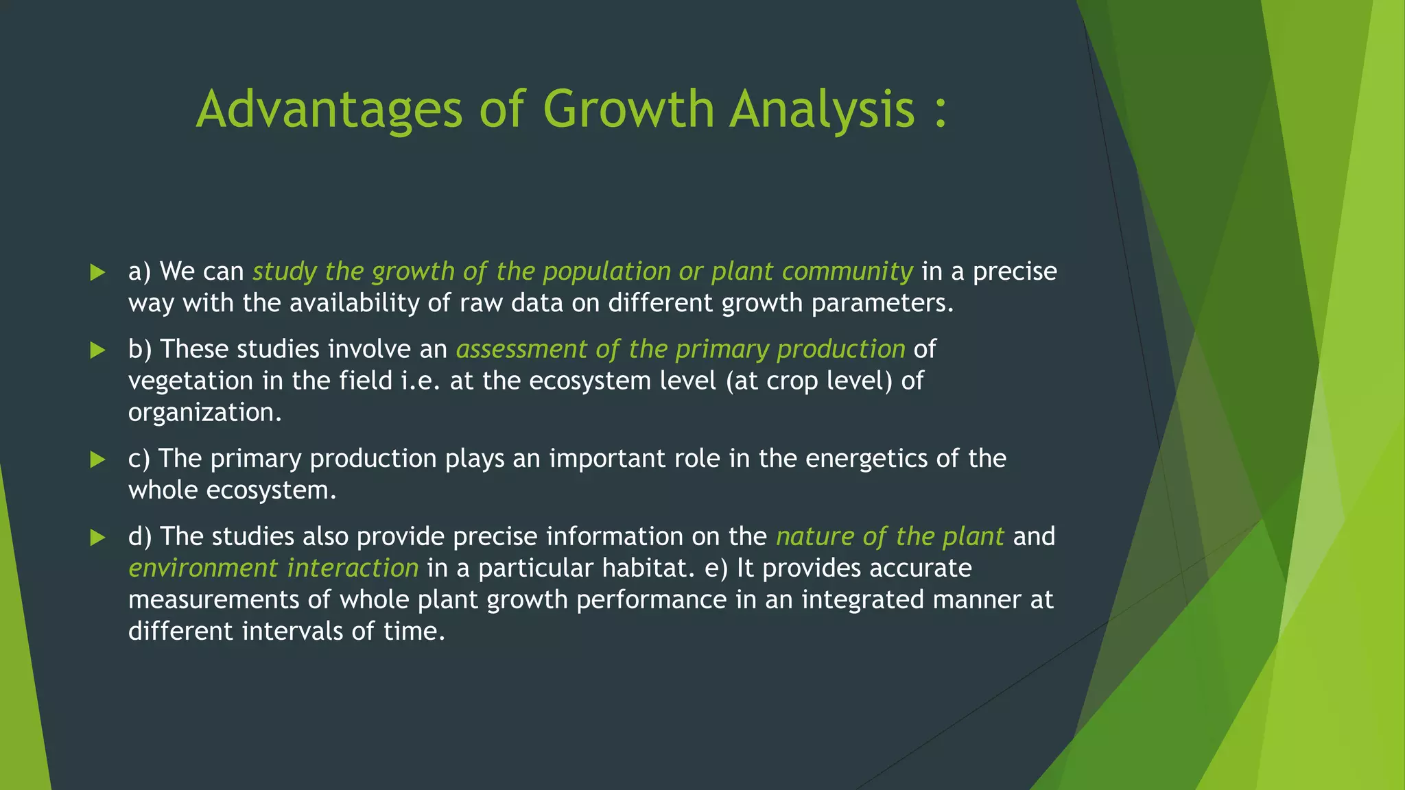 Growth and developmental analysis indices in crop production | PPTX