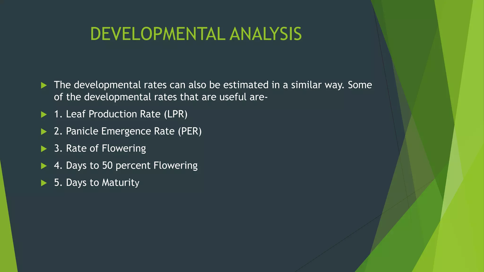 Growth and developmental analysis indices in crop production | PPTX