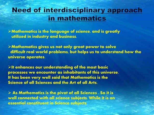 Interdisciplinary approach in mathematics | PPTX | Chemistry | Science