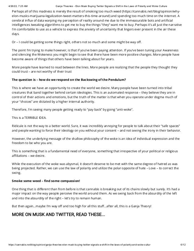 Elon Musk Buying Twitter and the Woke Culture Backlash | PDF
